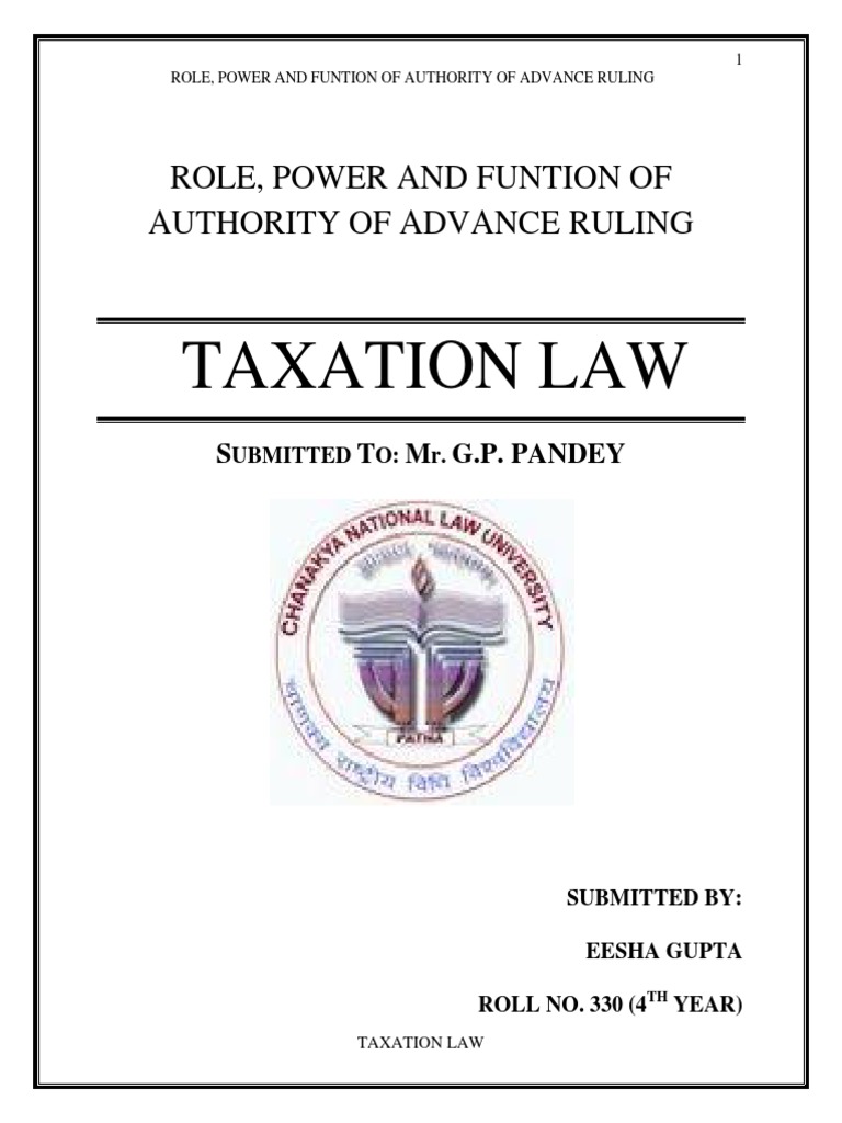 Role, Power and Function of Advance Ruling | PDF | Criminal Procedure ...