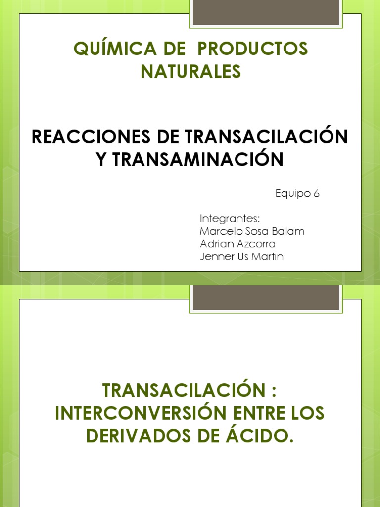 Transacilación y Transaminación | PDF | Transaminasa | Ácido carboxílico