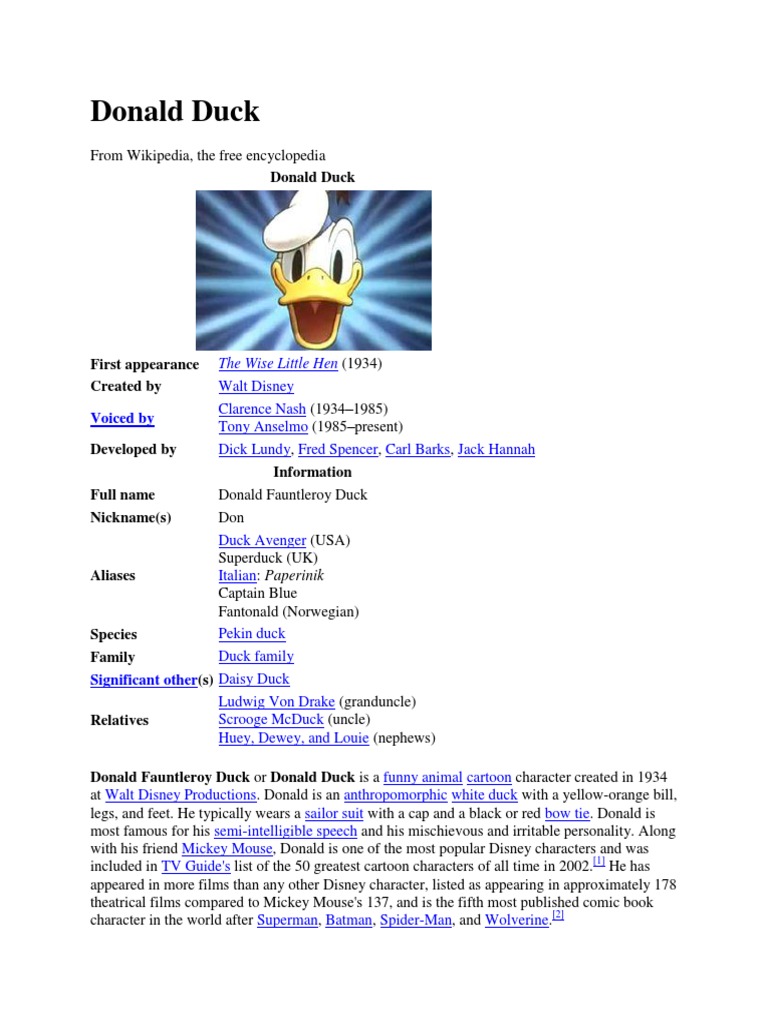 Donald Duck | PDF | The Walt Disney Company | Leisure