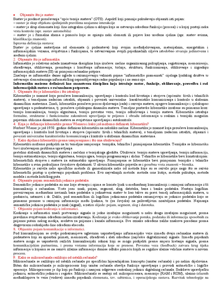 100 Ispitnih Pitanja I ODGOVORA Iz Informatike | PDF