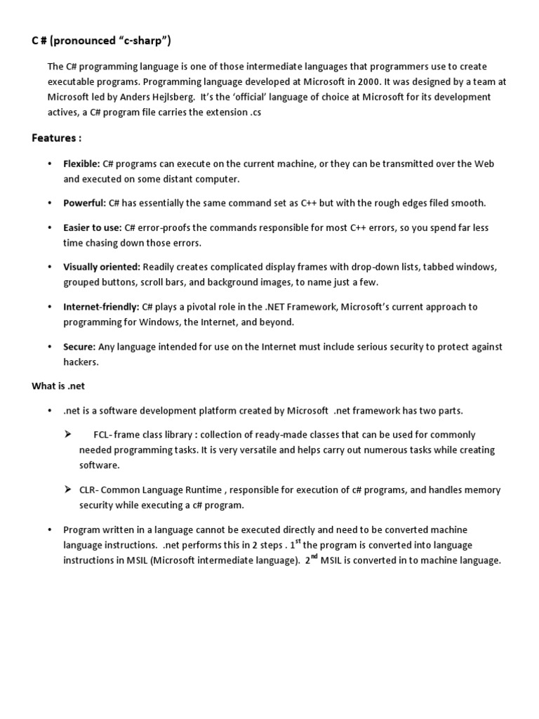 C # (Pronounced "C-Sharp") : ST ND | PDF | Data Type | C Sharp (Programming Language)