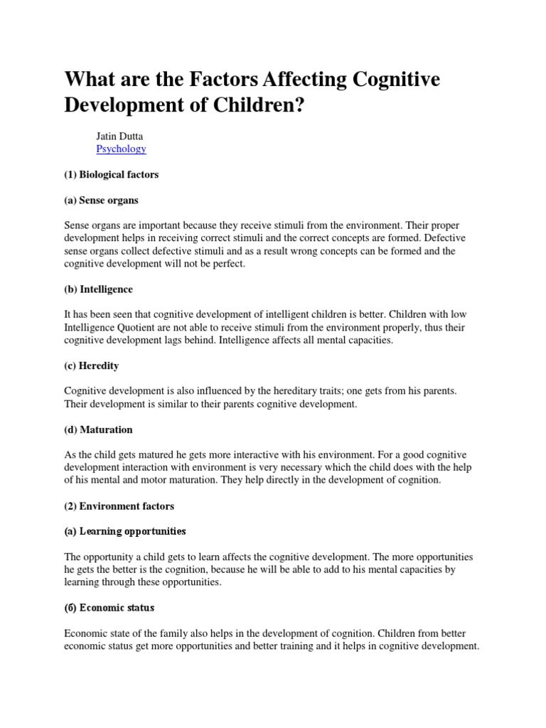 What Are The Factors Affecting Cognitive Development of Children ...