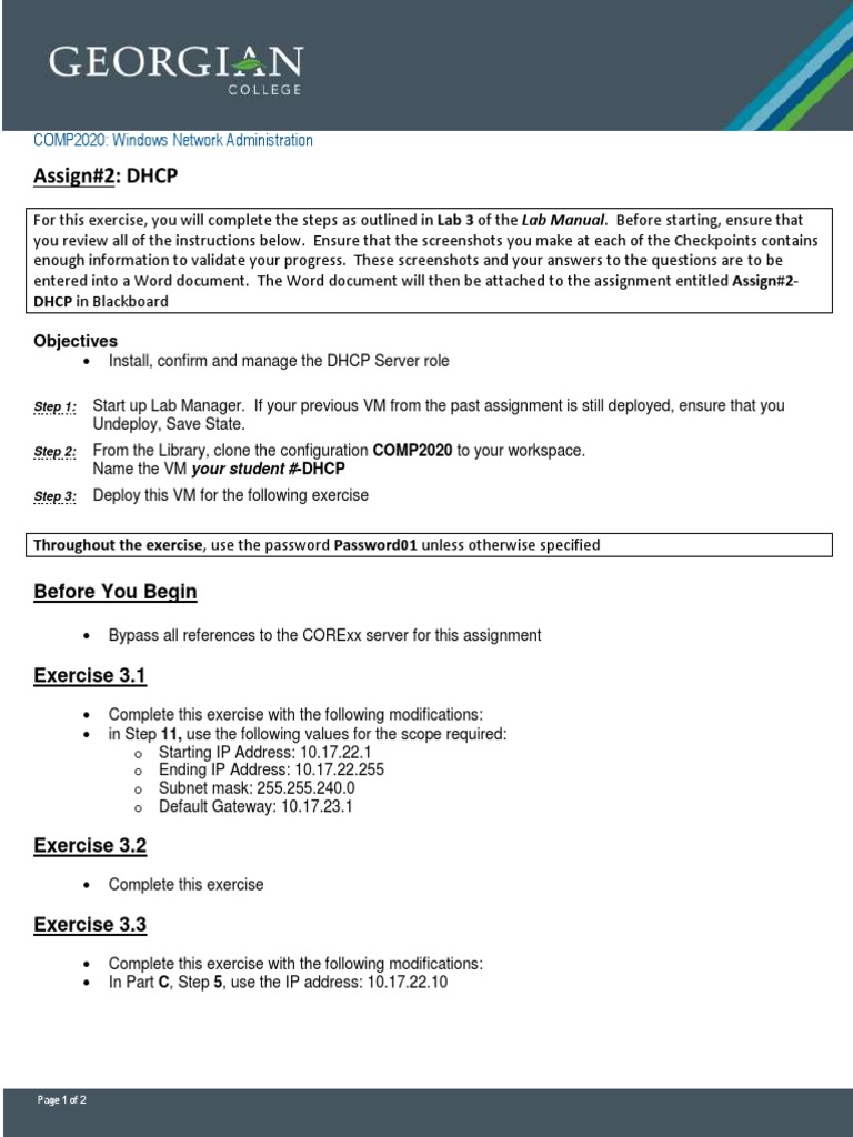 DHCP Setup for COMP2020 Assignment | PDF | Computers | Technology & Engineering