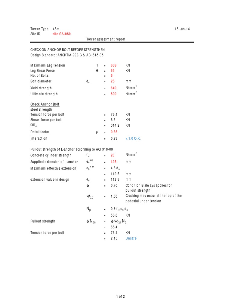 Anchor Bolt | PDF | Bending | Strength Of Materials