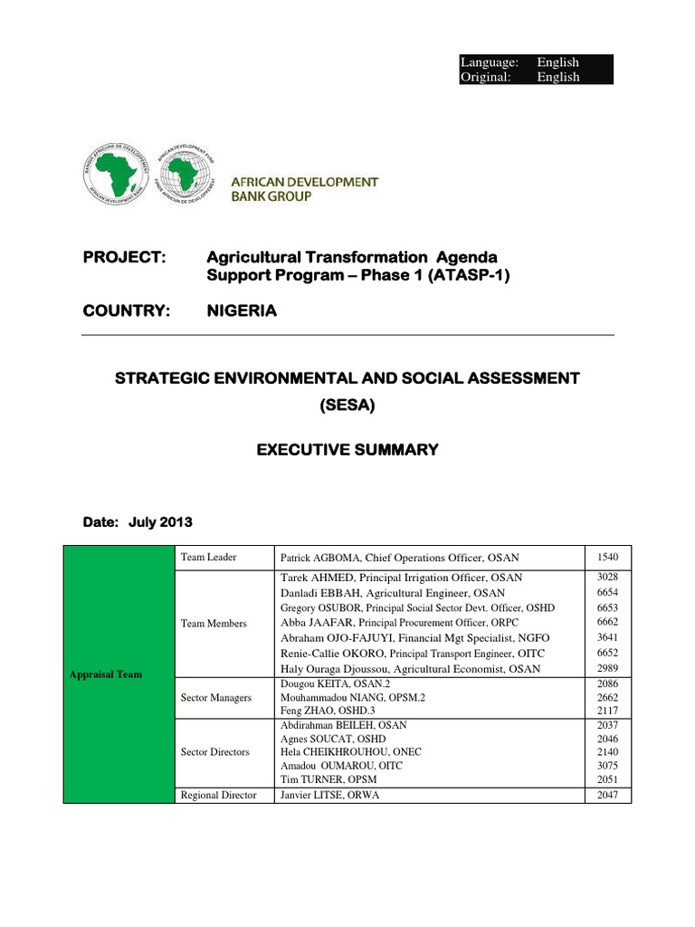 Nigeria - Agricultural Transformation Agenda Support Program - Phase 1 ...