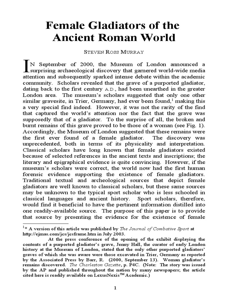 Female Gladiators in Ancient Rome | PDF | Gladiatorial Combat | Ancient ...