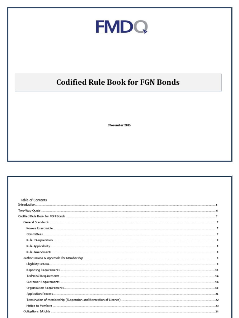 FGN Bonds Codified Rule Book | PDF | Repurchase Agreement | Bonds (Finance)