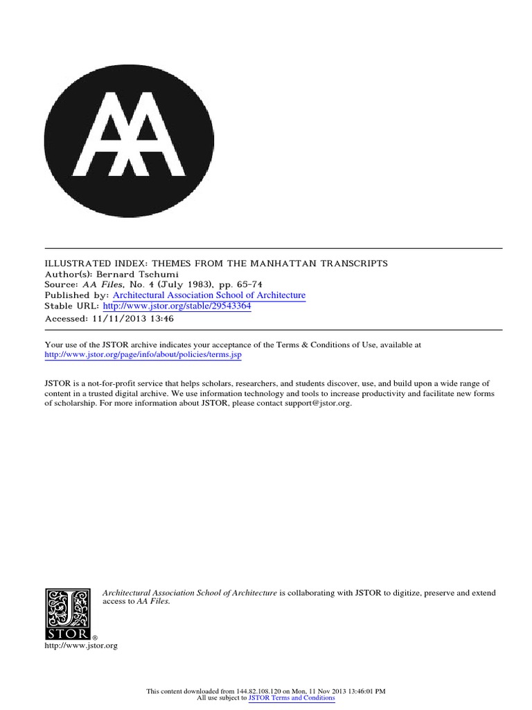 Tschumi, Bernard - Themes From Manhattan Transcripts | PDF | Reality | Deconstruction