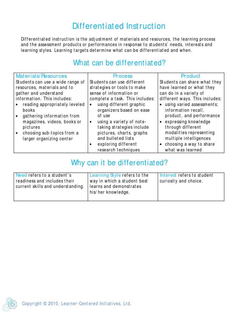 Differentiated Instruction | PDF | Differentiated Instruction | Educational Psychology