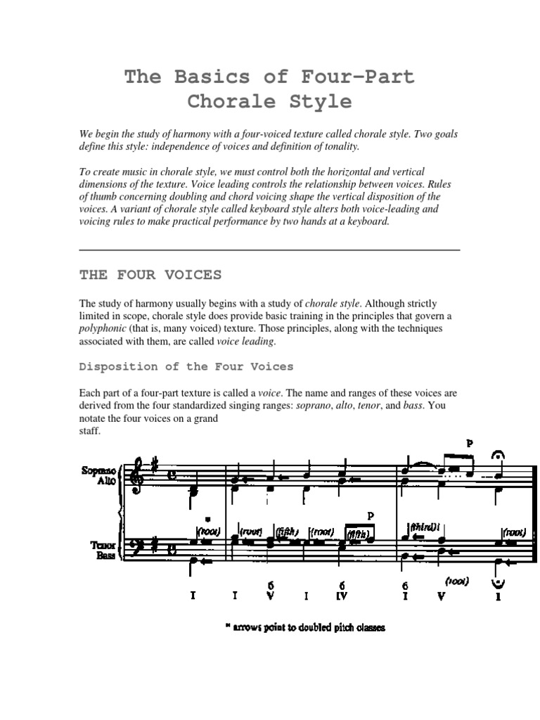 The Basics of Four-Part Chorale Style in 40 Characters | PDF | Interval ...