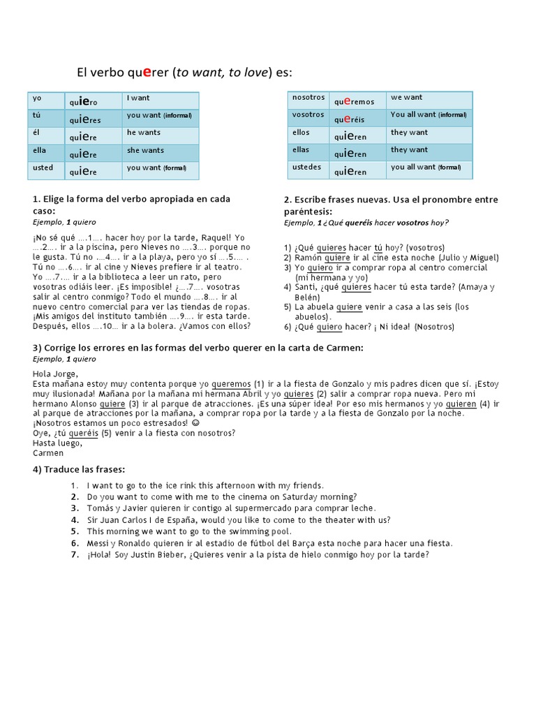 El Verbo Querer PDF | PDF | Ocio | Entretenimiento (general)