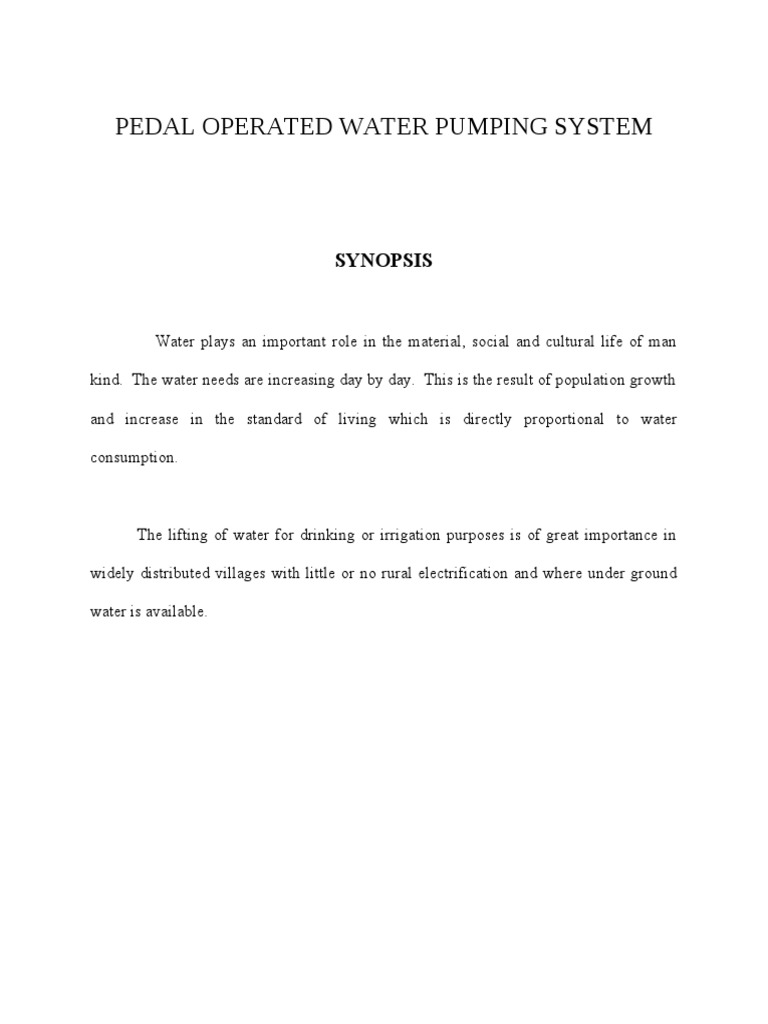 Pedal Operated Water Pump System | PDF | Piston | Pump