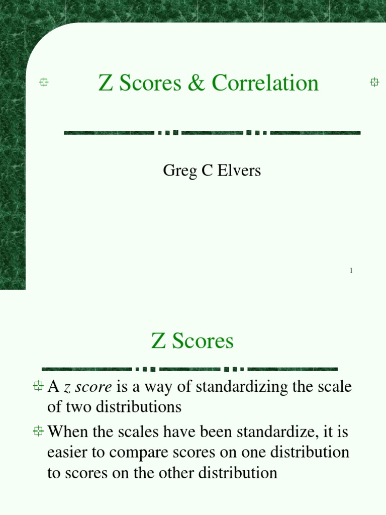 Z Scores & Correlation: Greg C Elvers | PDF