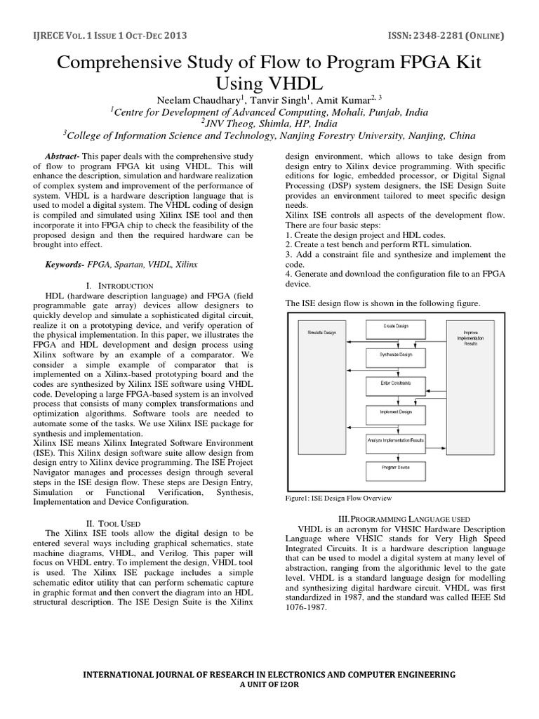 Comprehensive Study of Flow To Program FPGA Kit Using VHDL | PDF ...