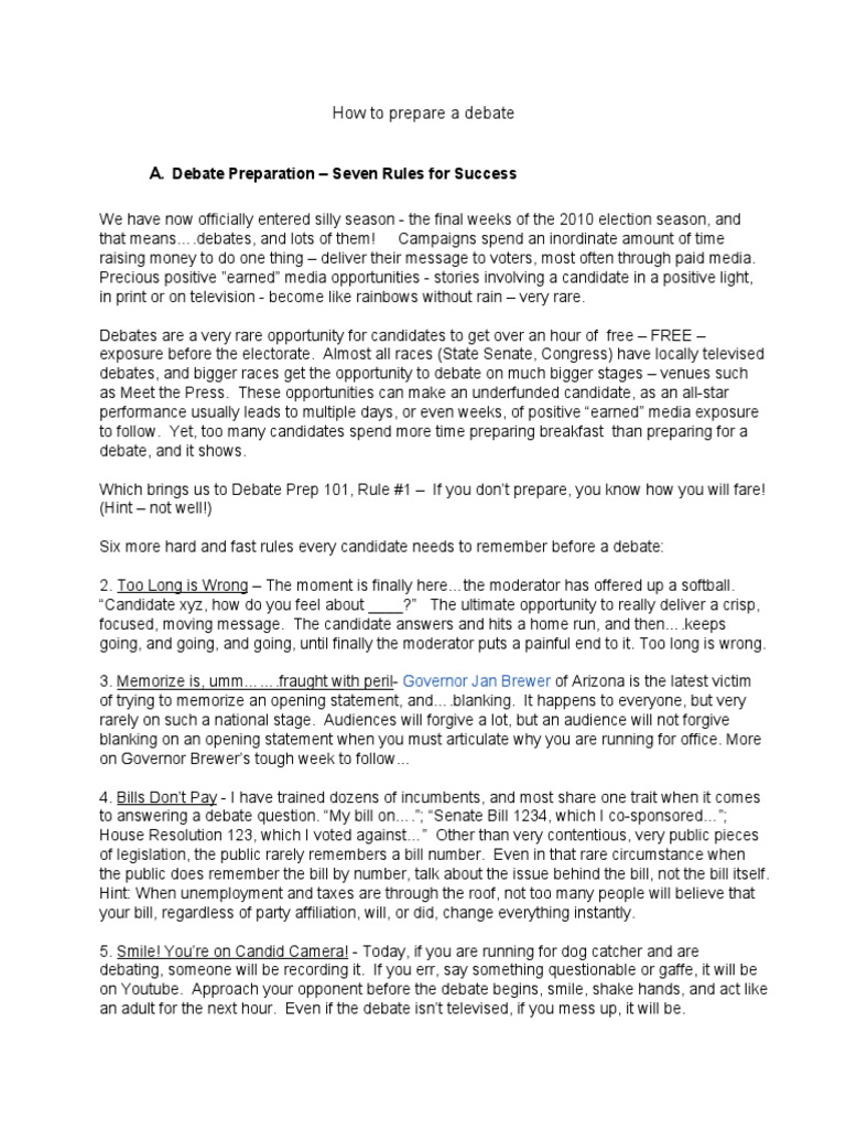 How To Prepare For A Debate | PDF | Vocabulary | Languages