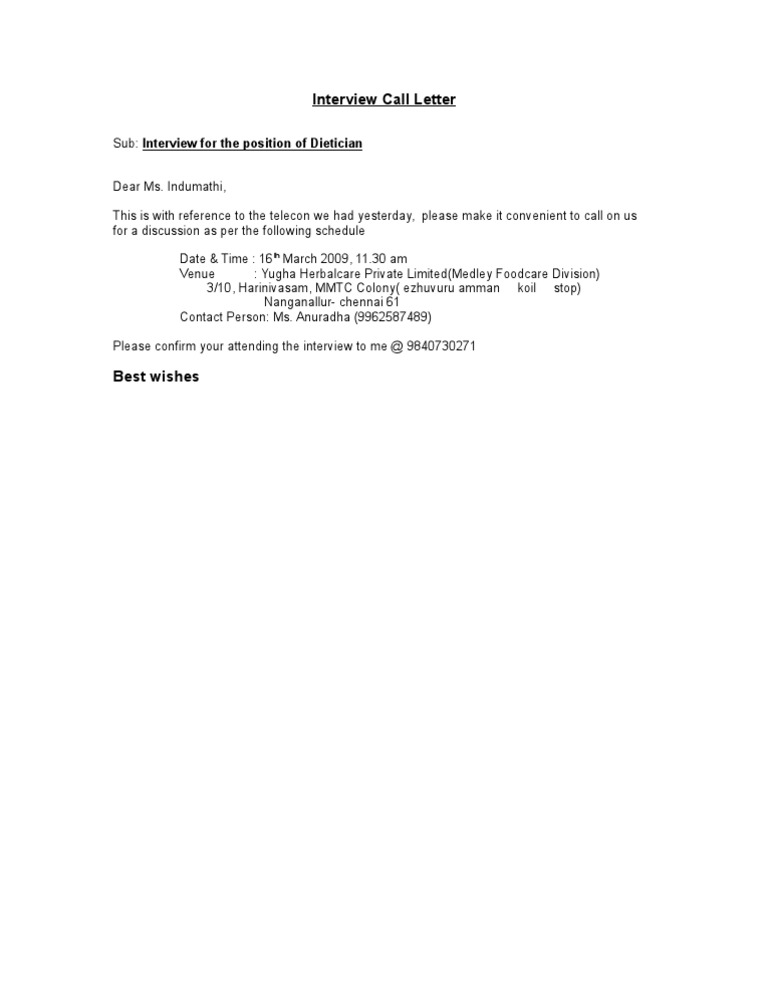 Interview Call Letter | PDF