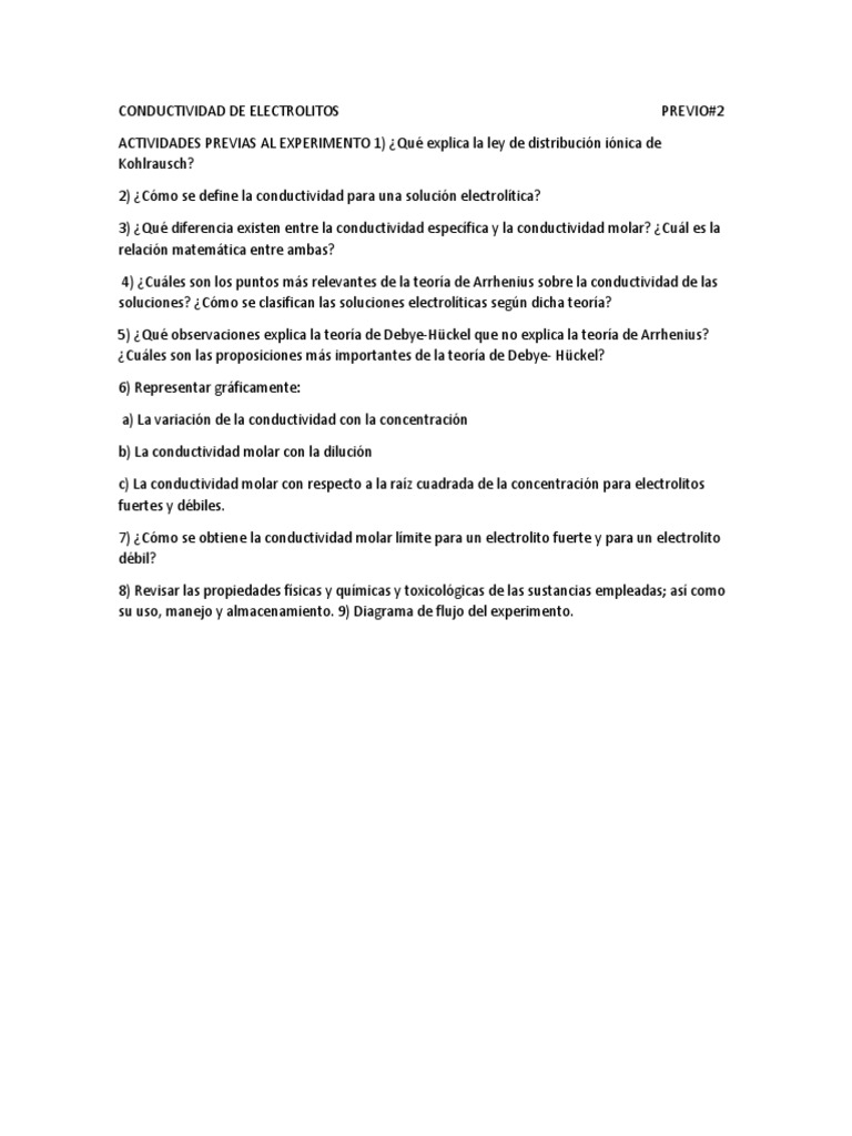 Conductividad de Electrolitos: Teorías y Experimentos | PDF | Ciencia y ...