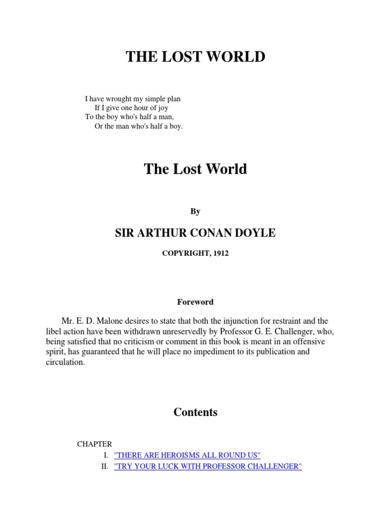 The Lost World | PDF | The Lost World (Conan Doyle Novel)