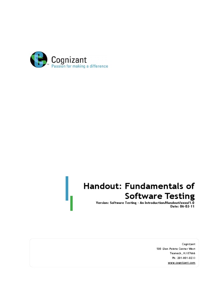 Fundamentals of Software Testing Handout v1 | PDF | Software Testing ...