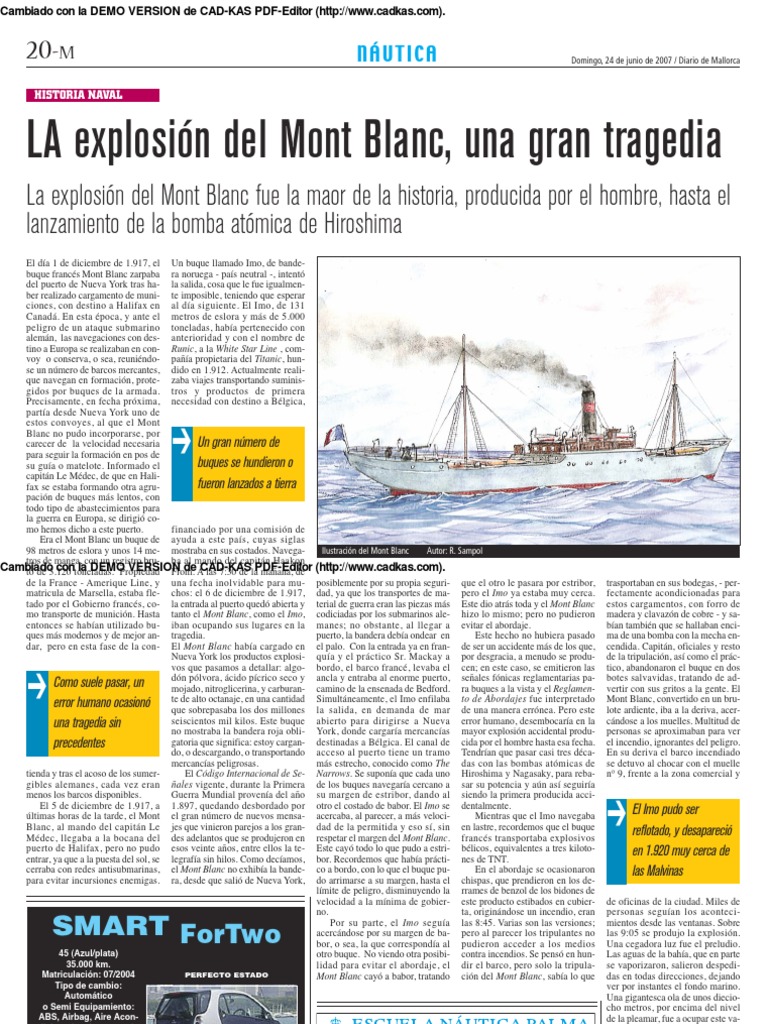La Explosión Del Mont Blanc, Una Gran Tragedia | PDF | Buques | Submarinos