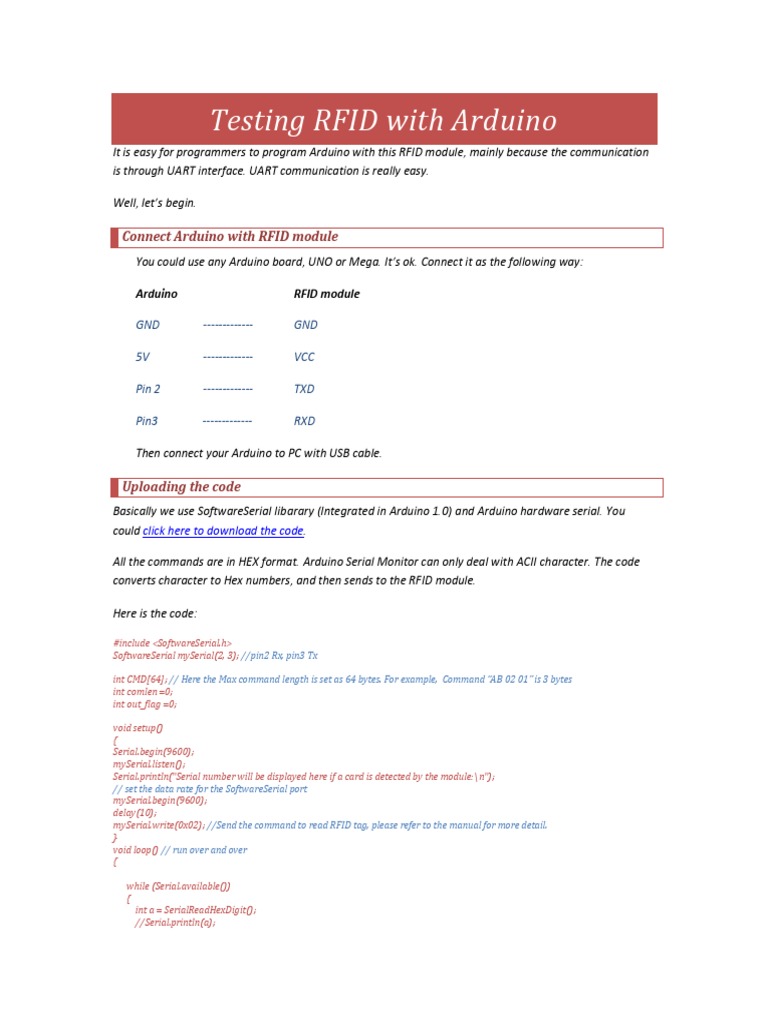 RFID With Arduino | Download Free PDF | Arduino | Integer (Computer Science)