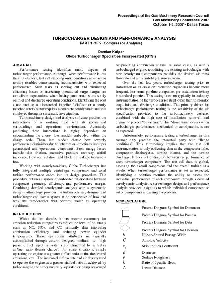 Turbocharger Design and Performance Analysis | PDF | Turbocharger | Gas ...