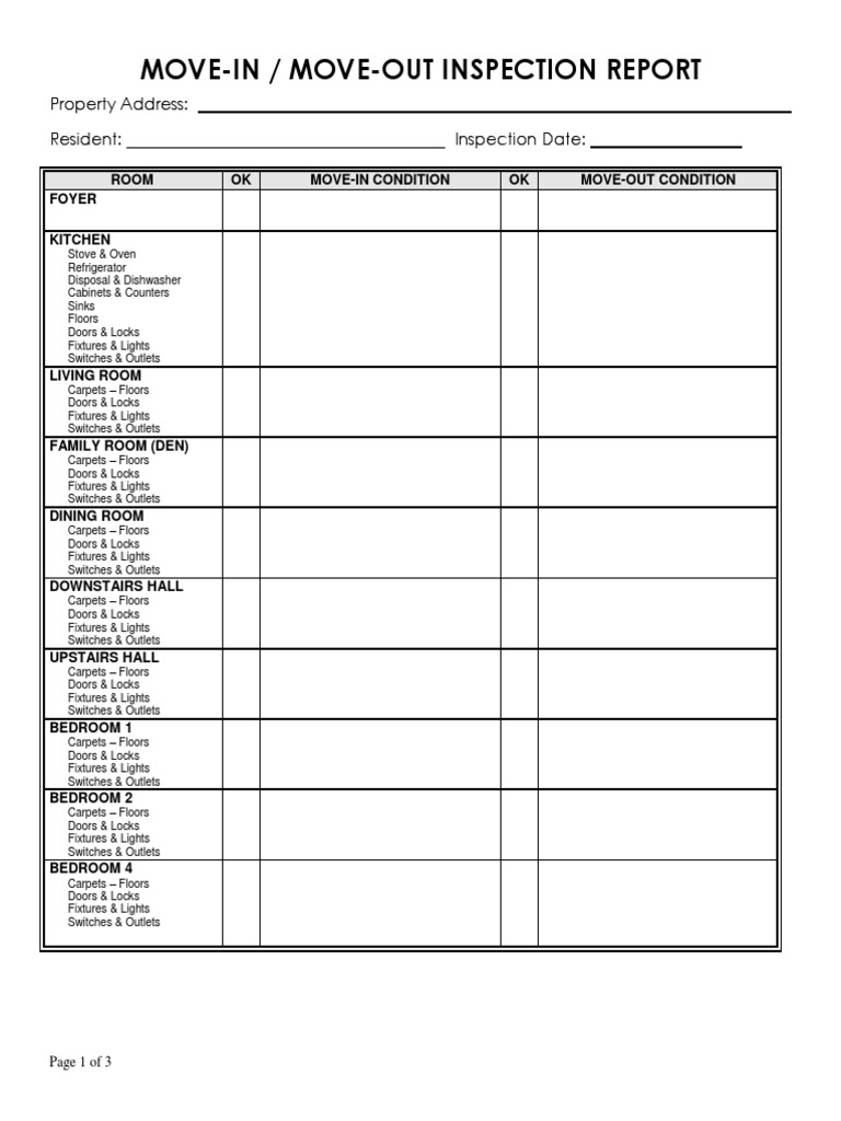 Move in Move Out Inspection | PDF