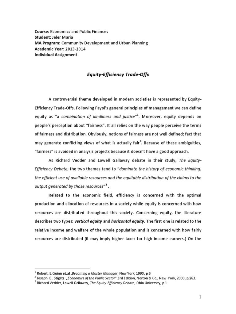 Equity Efficiency Trade Off | PDF | Equity (Economics) | Economics
