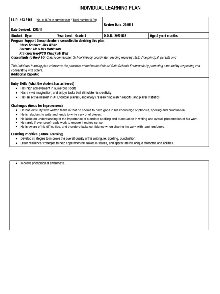 ILP - Template | Proofreading | Applied Psychology