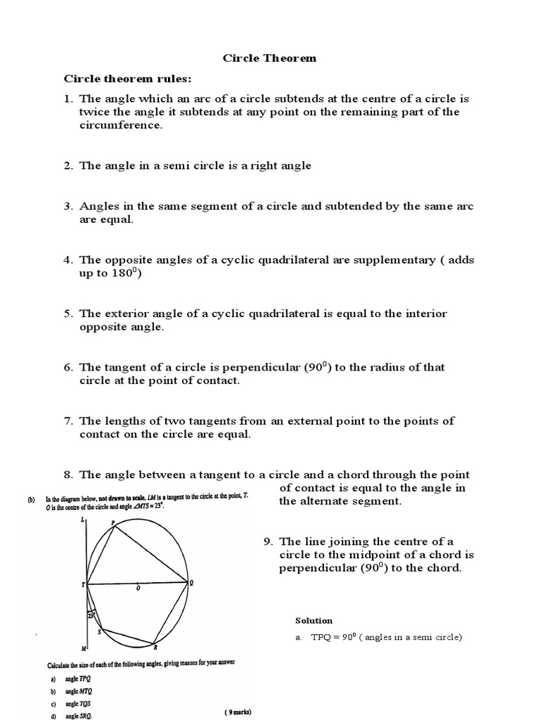 Summary on Circle Theorem | Circle | Perpendicular