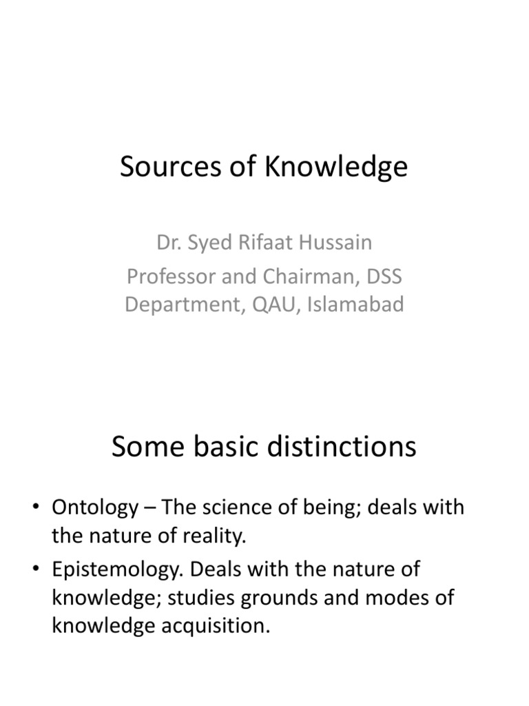Sources of Knowledge | Knowledge | Epistemology