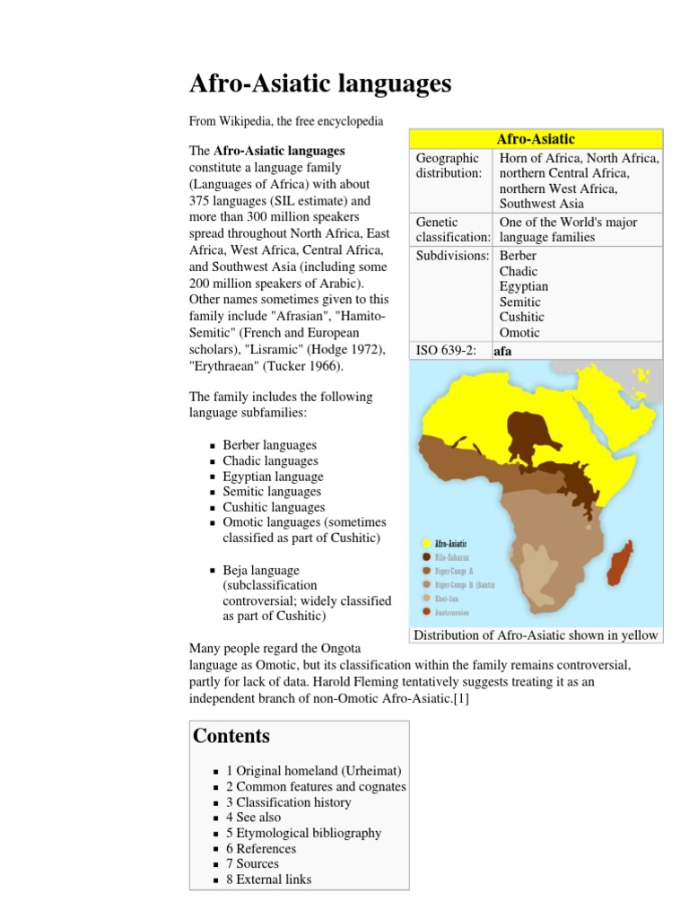 Afro Asiatic Languages | PDF | Languages Of Africa | Language Families