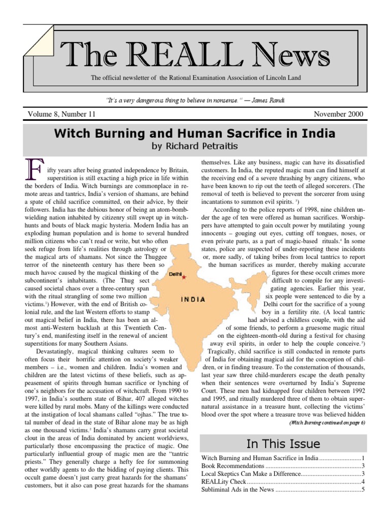 Witch Sacrifice in India | PDF | Witchcraft | Magic (Paranormal)