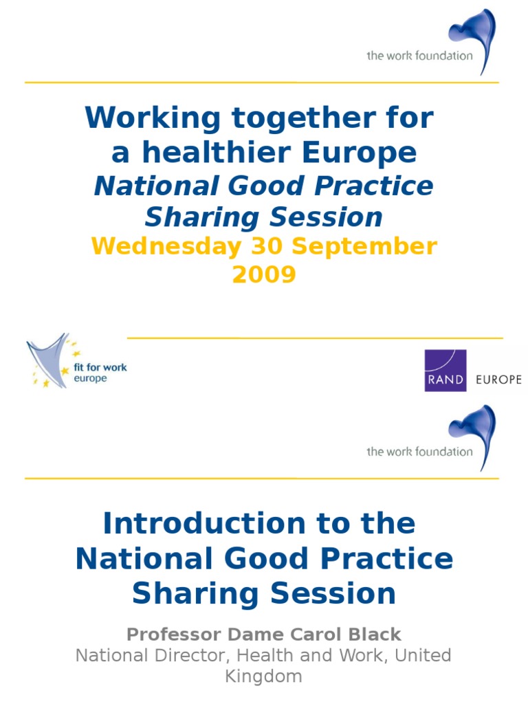 Fit For Work Good Practice Sharing | PDF | European Union | Wellness