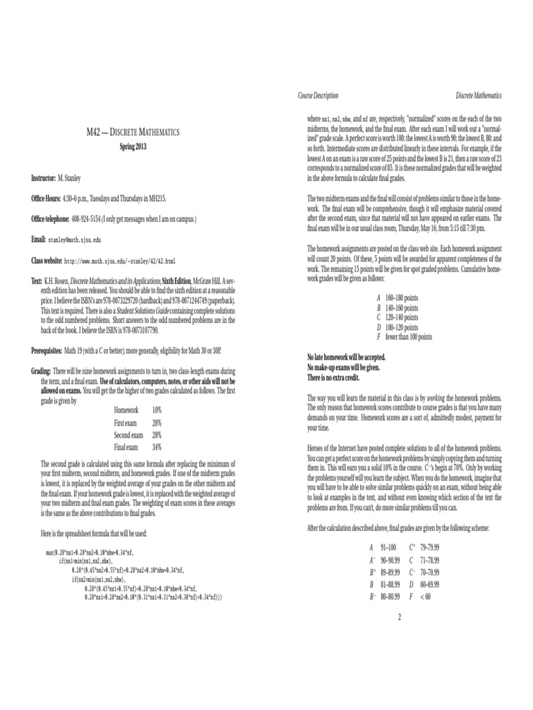 Iscrete Athematics: Discrete Mathematics and Its Applications, Sixth Edition, Mcgraw Hill. A Sev ...