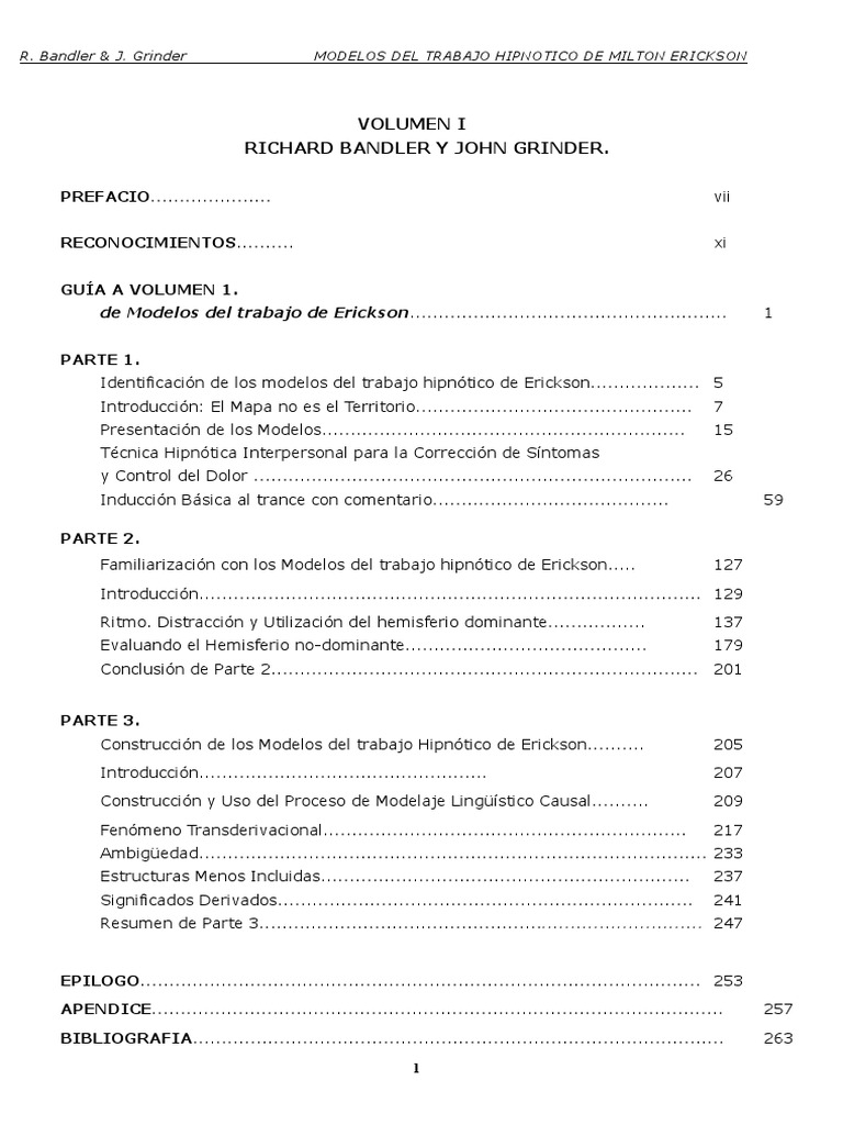 El Trabajo de Erickson Richard Bandler y John Grinder. | PDF
