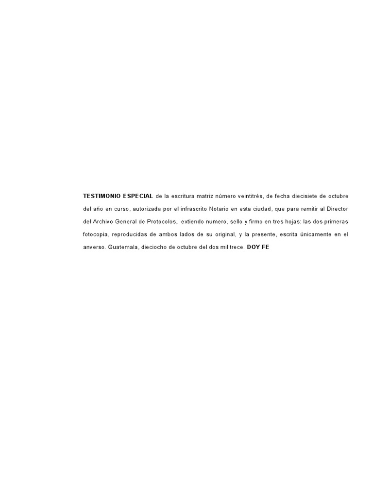 Modelo de Testimonio Especial de Mandato General y Judicial (Autoguardado) Modelo de Testimonio Especial de Mandato General y Judicial (Autoguardado)