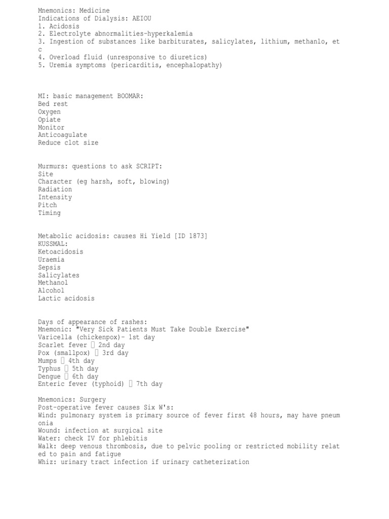 Mnemonic S | PDF | Varicose Veins | Vein