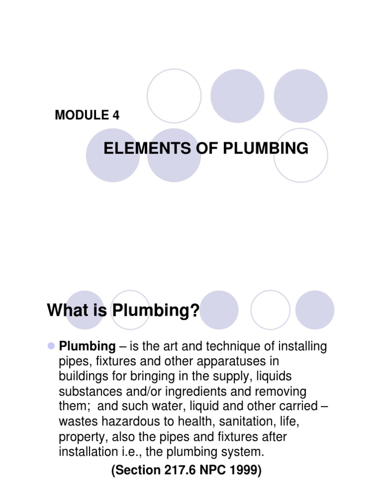 Module 4 Elements Of Plumbing Pdf Plumbing Hydraulics