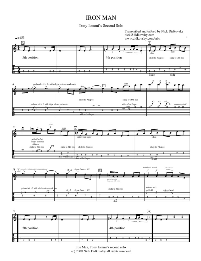Black Sabath - Ironman SOLO 2 Guitar Tab | PDF | Leisure