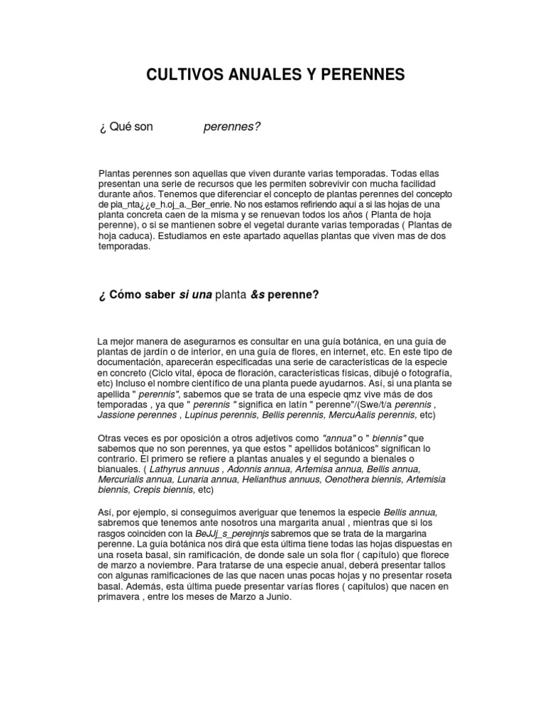 Plantas Anuales y Perenes: Guía Esencial | PDF | Arboles | Tallo de la ...