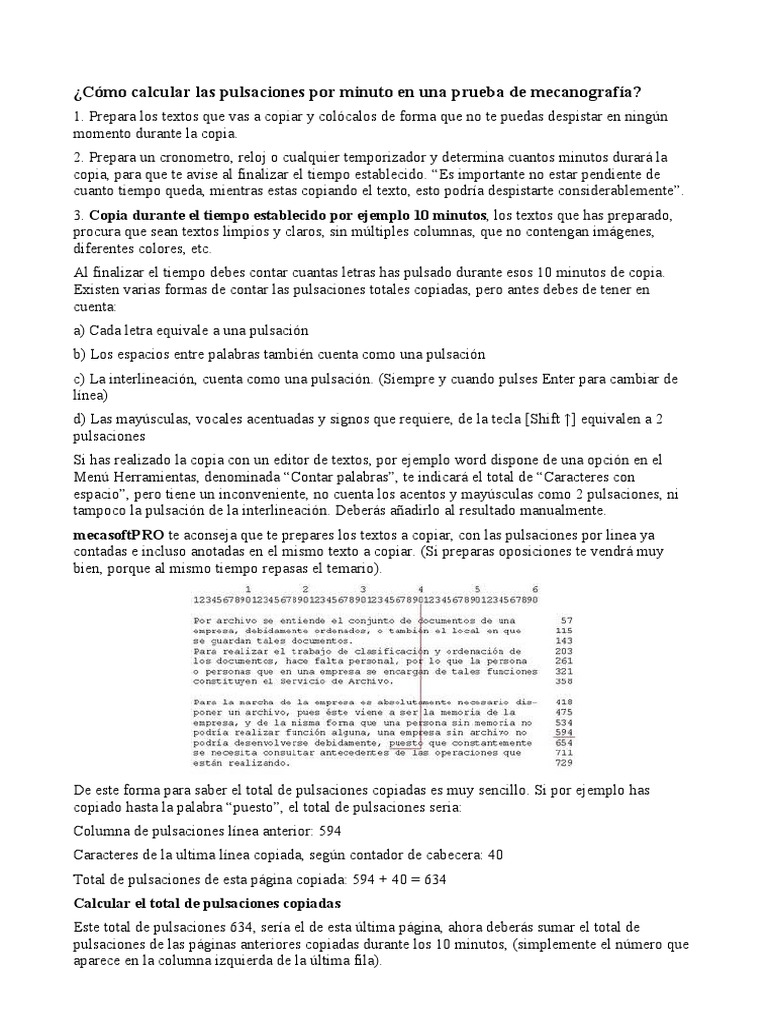 Como Calcular PPM Prueba Mecanografia | PDF | Informática y tecnología ...