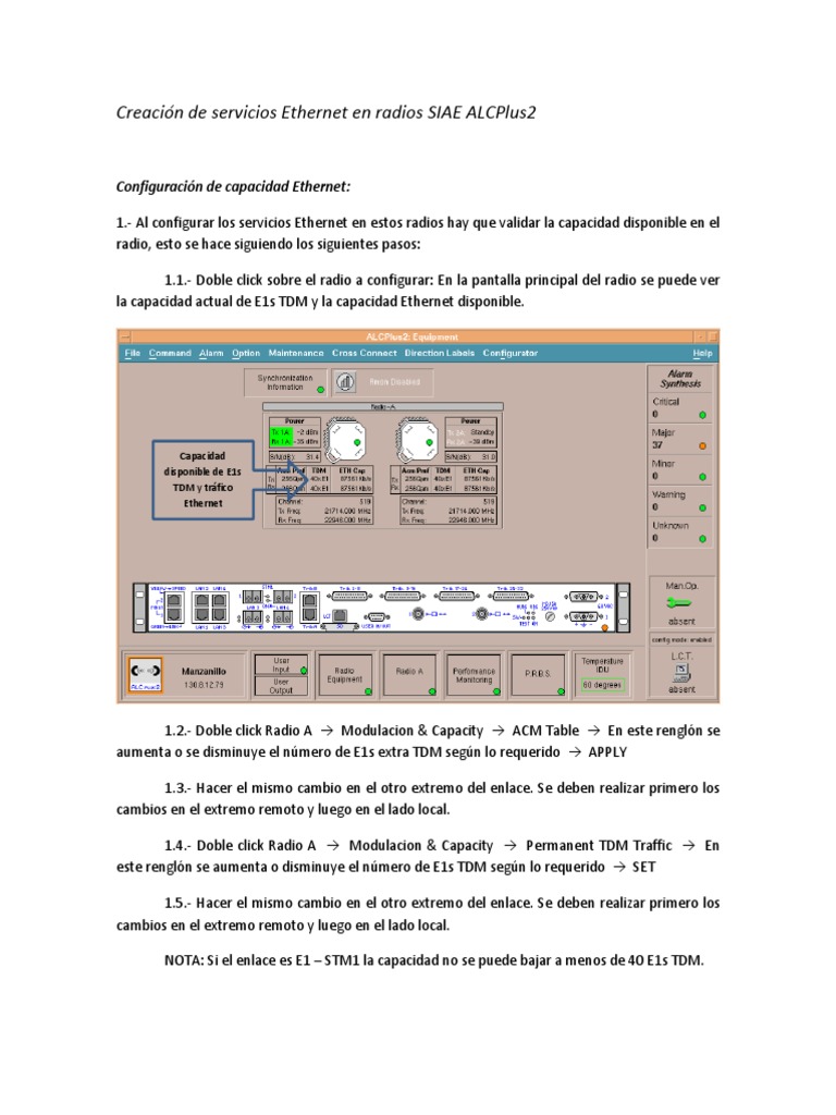 Creaci+n de Servicios Ethernet en Radios SIAE ALCPlus2 | PDF | Redes ...