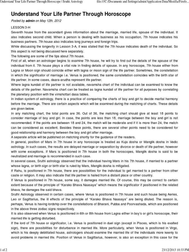 Understand Your Life Partner Through Horoscope - Sruthi Astrology ...