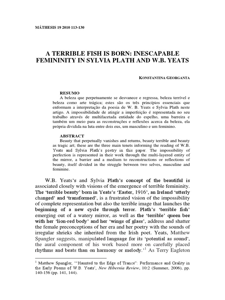 A Terrible Fish Is Born | PDF | W. B. Yeats | Sylvia Plath
