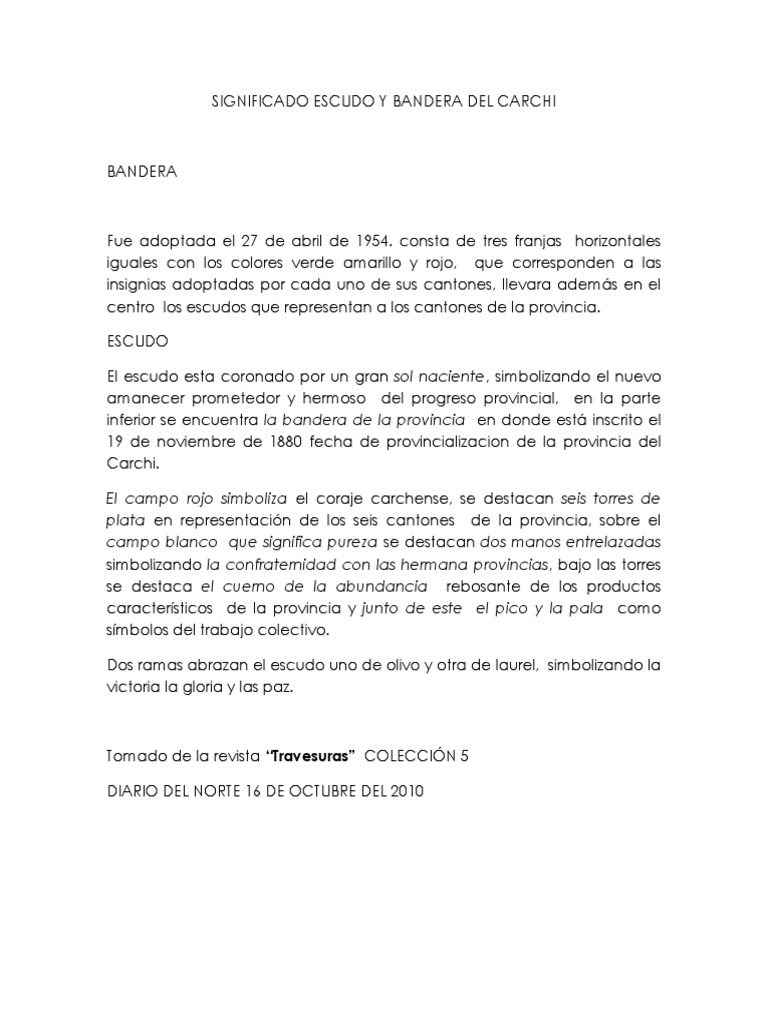Significado Escudo y Bandera Del Carchi | PDF
