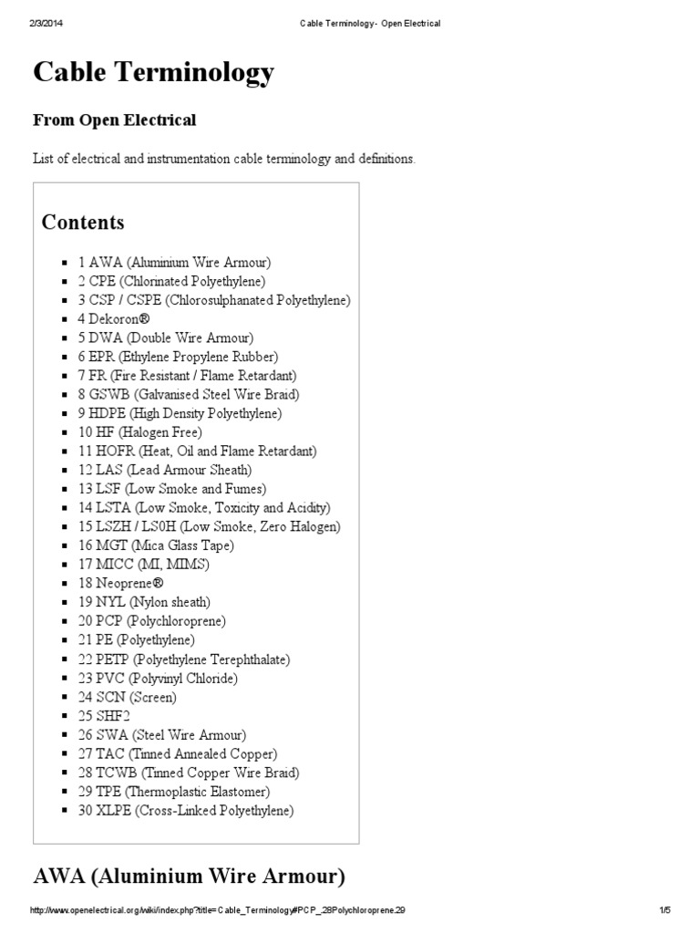Cable Terminology | PDF | Cable | Polyethylene