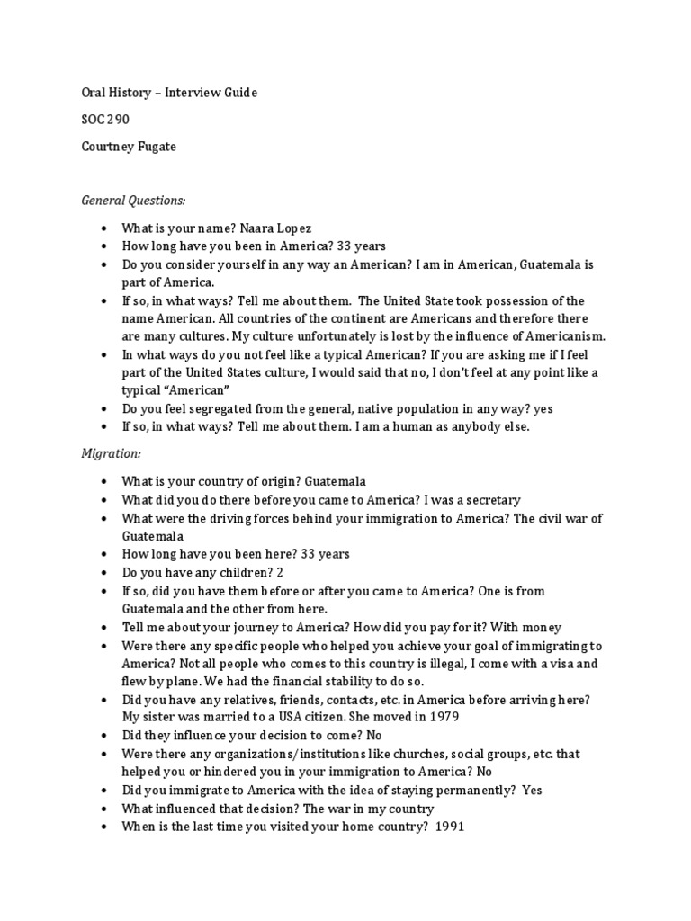 Final Interview Guide | PDF | Immigration | The United States