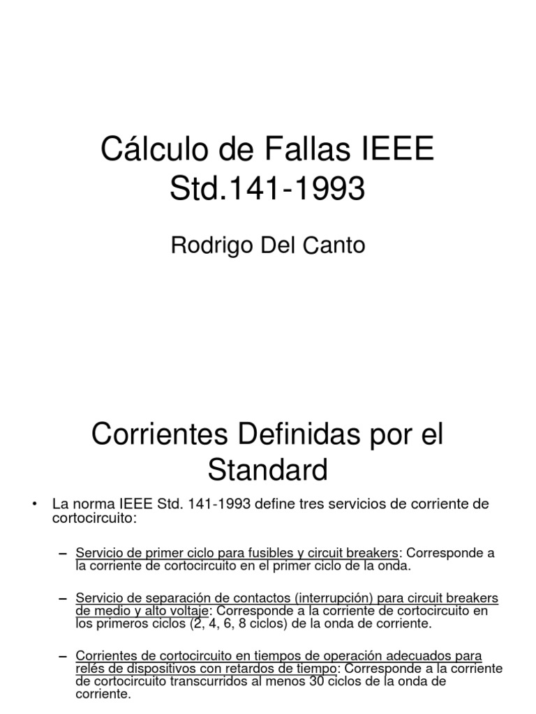 Cálculo de Fallas IEEE Std. 141 | PDF | Ingeniería Electrónica | Cantidad