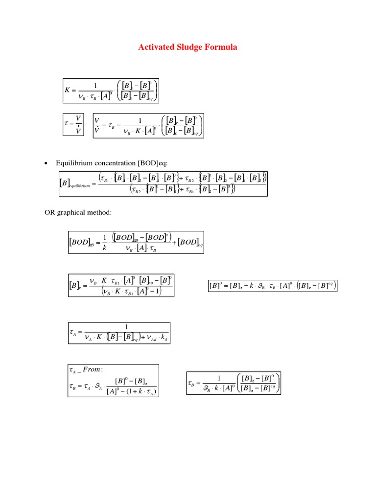 Activated Sludge BOD Equilibrium Formula | PDF | Finance & Money ...